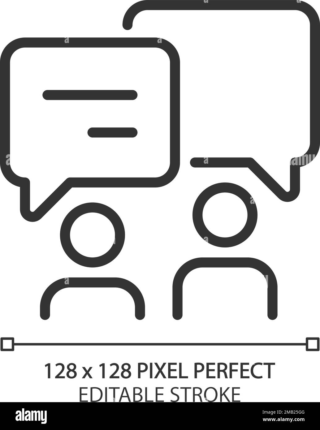 Discussion in pairs pixel perfect linear icon Stock Vector Image & Art ...