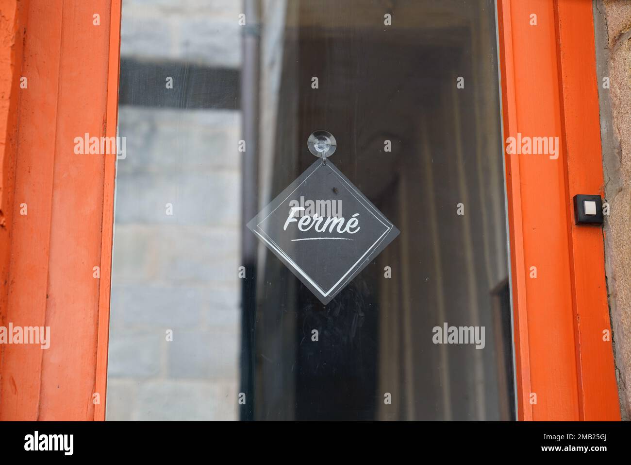 vintage store sign fermé in french text means english shop closed on ...