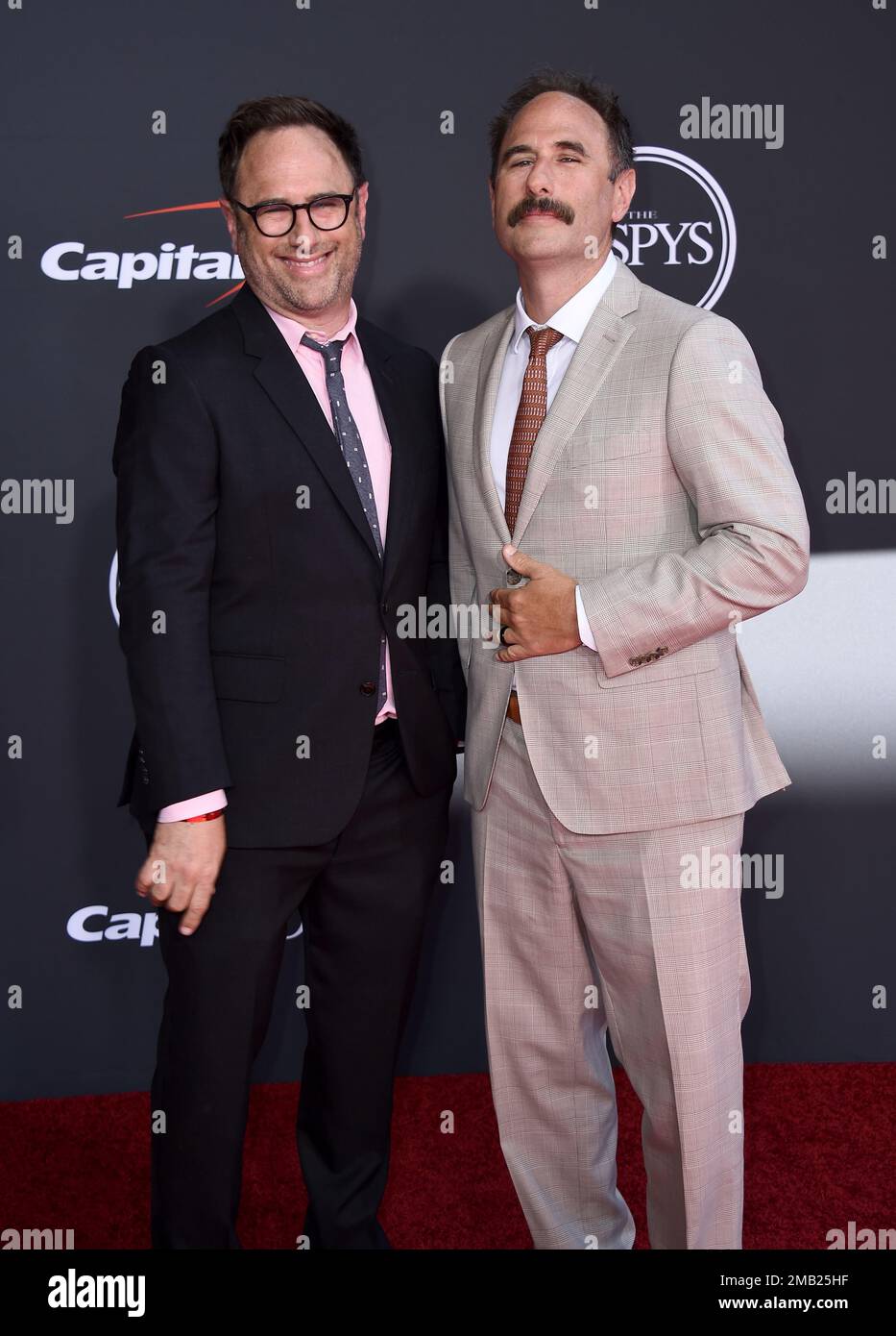 Jason Sklar, left, and Randy Sklar of the Sklar Brothers arrive at the ...