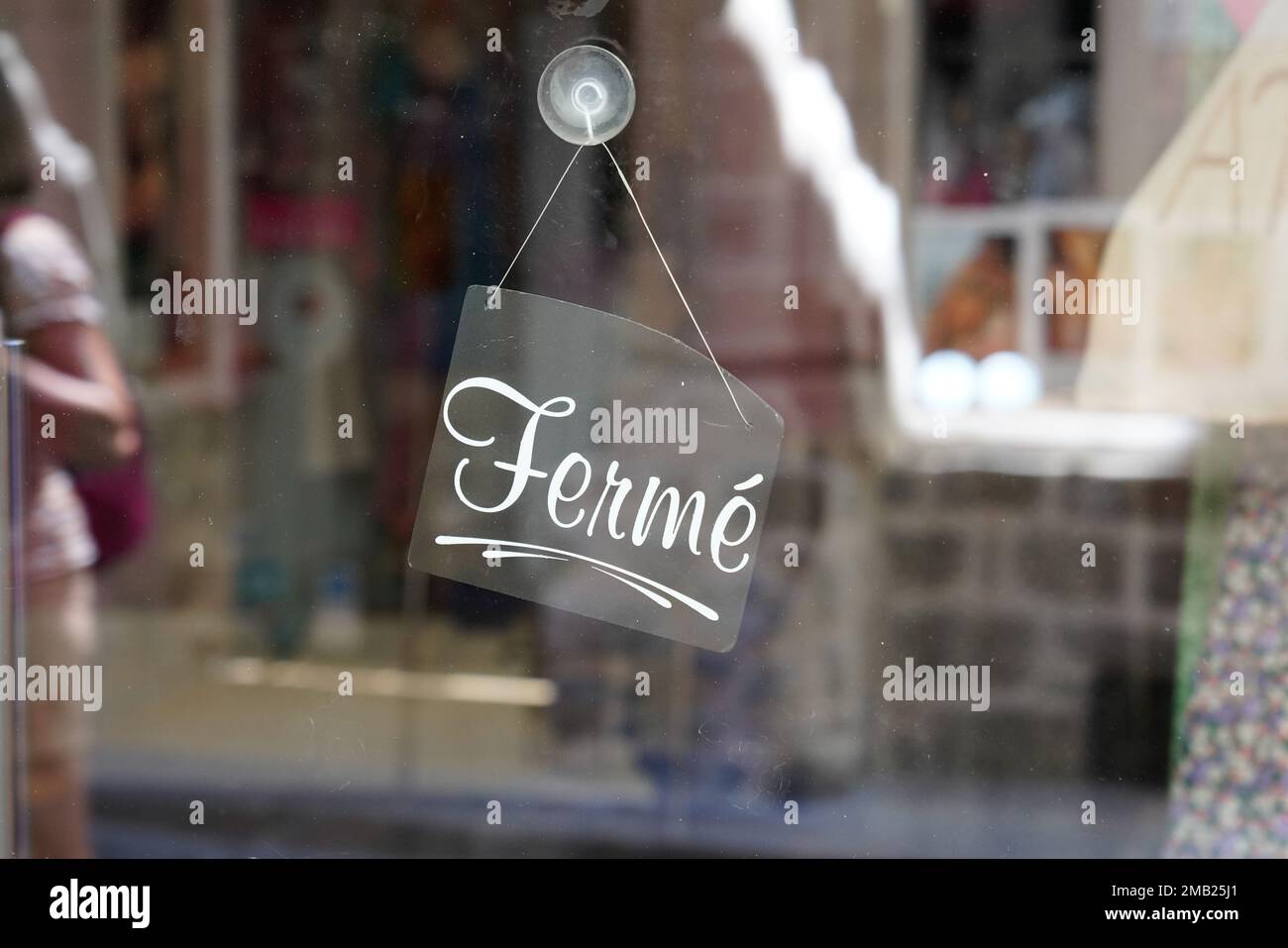 ferme vintage black panel door windows shop sign fermé in french text ...