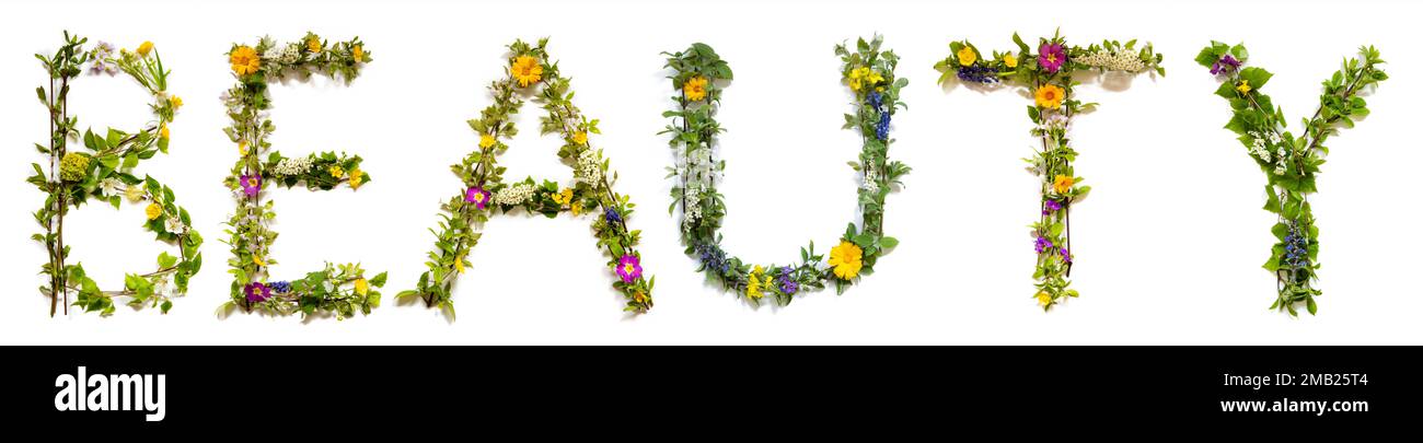 Blooming Flower Letters Building English Word Beauty Stock Photo - Alamy