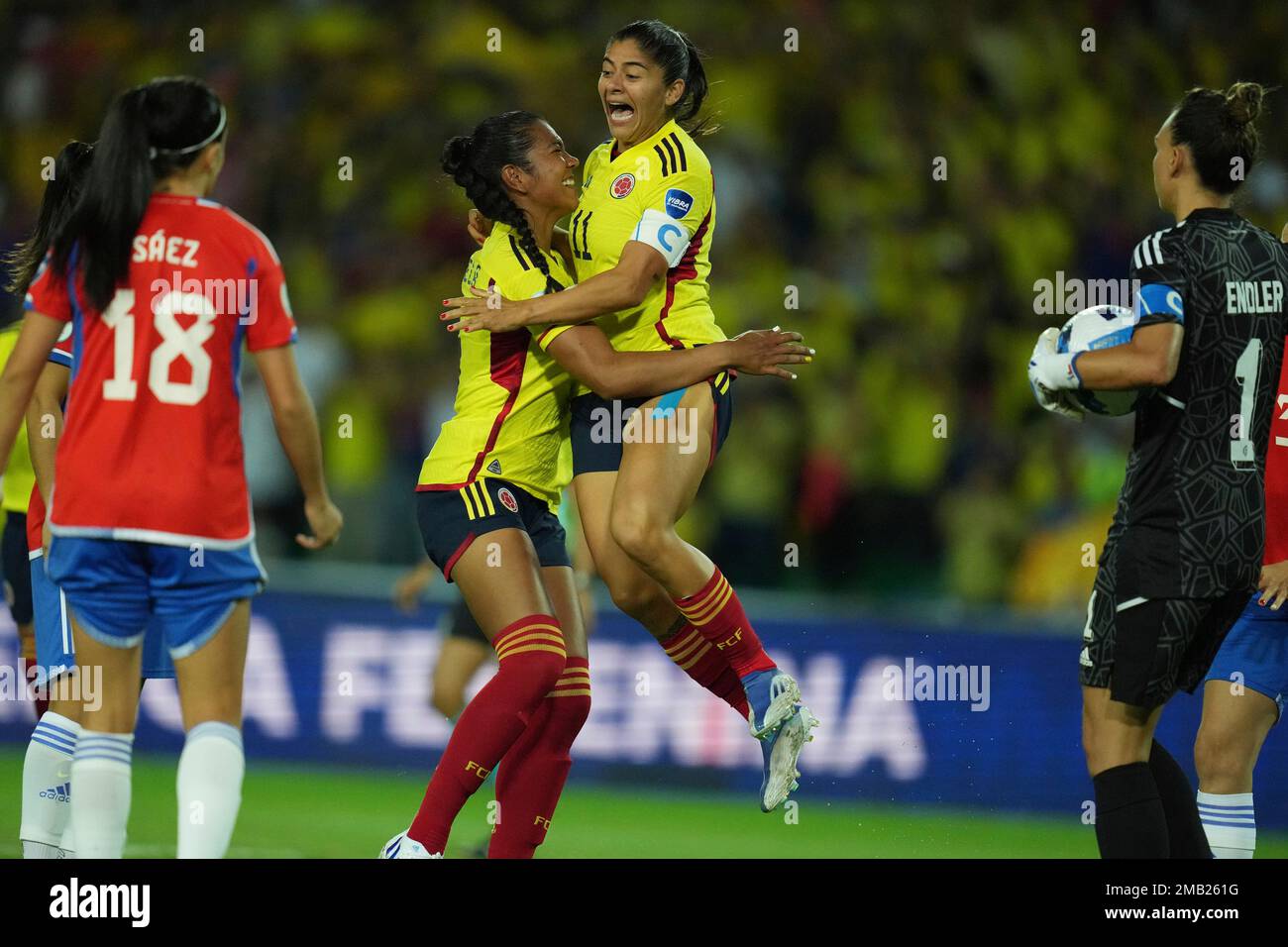 Colombia's Catalina Usme, second from right, celebrates with teammate ...