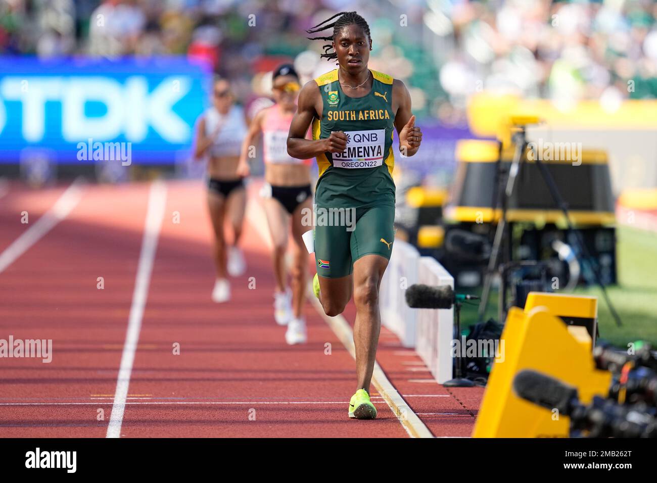 Caster Semenya, of South Africa, competes during a heat in the women's ...