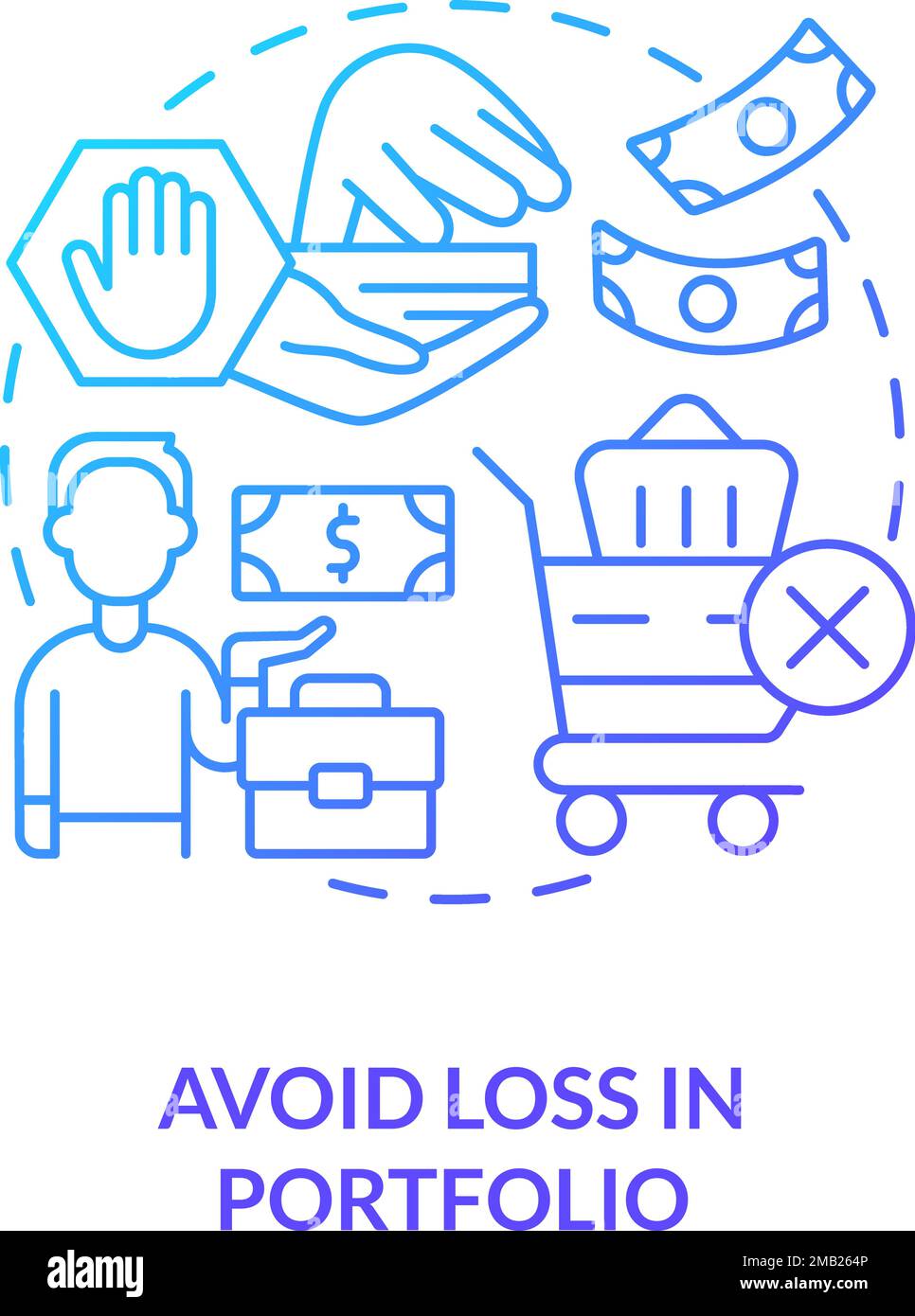 Avoid loss in portfolio blue gradient concept icon Stock Vector Image ...