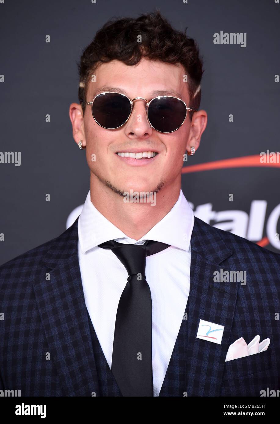 Track and field player Nick Mayhugh arrives at the ESPY Awards on ...