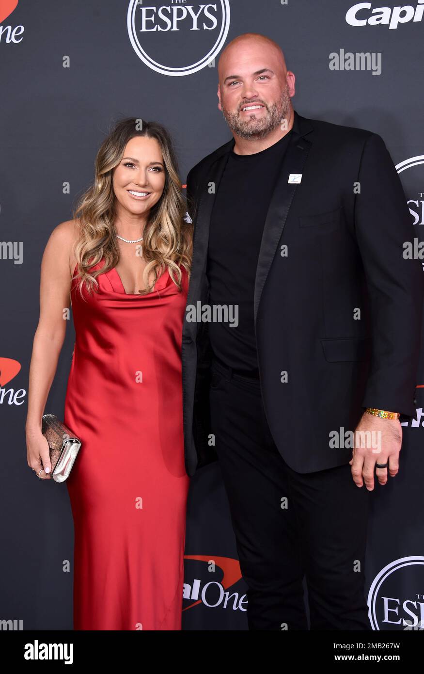 Andrew Whitworth, right, and Melissa Whitworth arrive at the ESPY ...