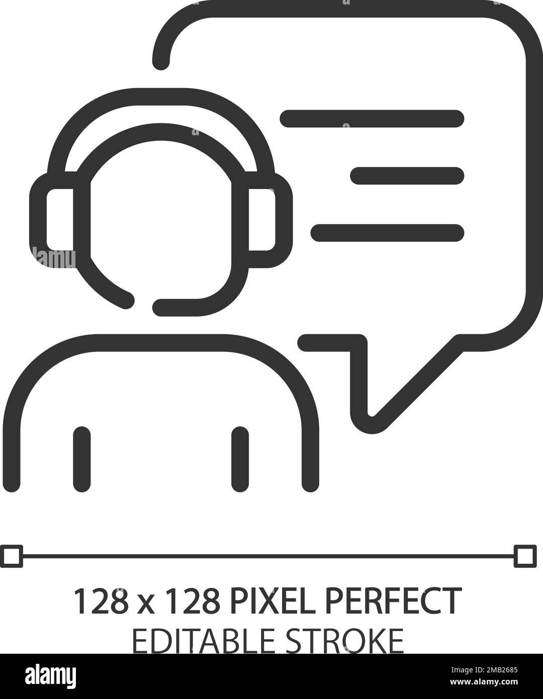 Interact with call centre operator pixel perfect linear icon Stock ...