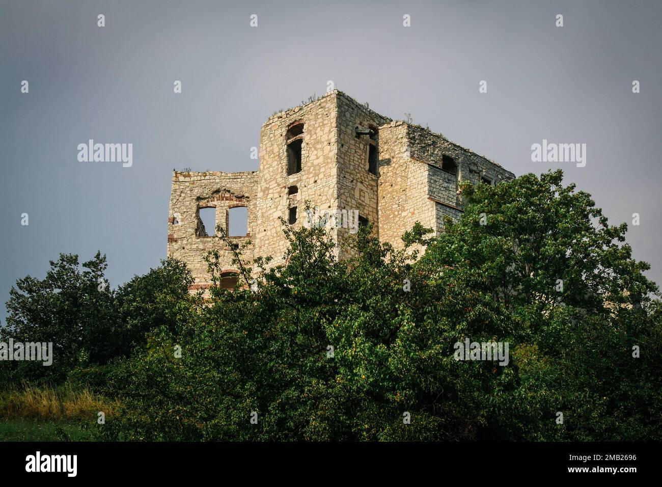Ruins of XIV-th century castle built of limestone in Kazimierz Dolny in ...