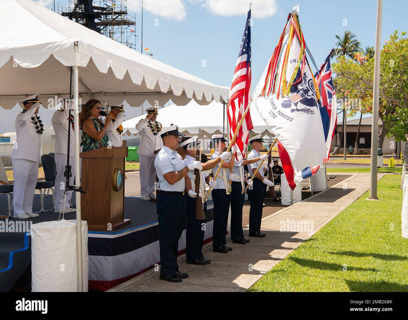 The Coast Guard 14th District holds a change of command ceremony at ...