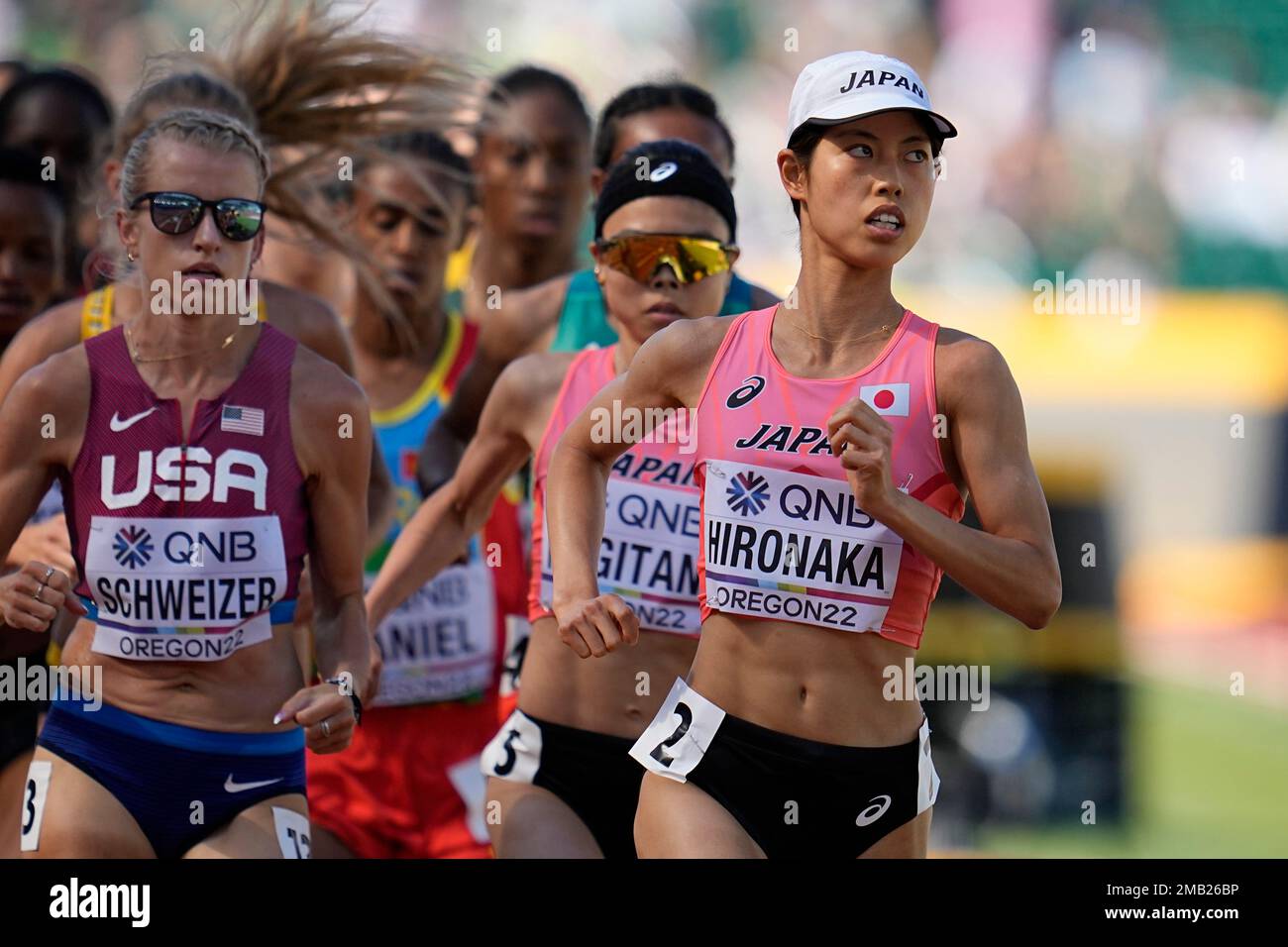 Ririka Hironaka, of Japan, competes during a heat in the women's 5000 ...