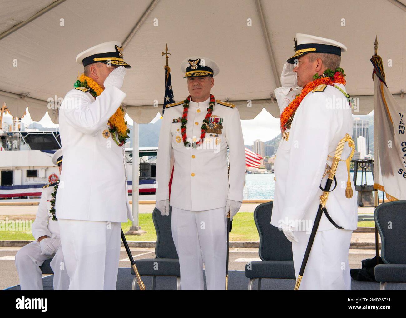 Rear Adm. Michael Day (left), relieves Rear Adm. Matthew Sibley (right ...