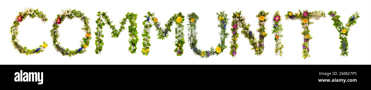 Blooming Flower Letters Building English Word Community Stock Photo - Alamy