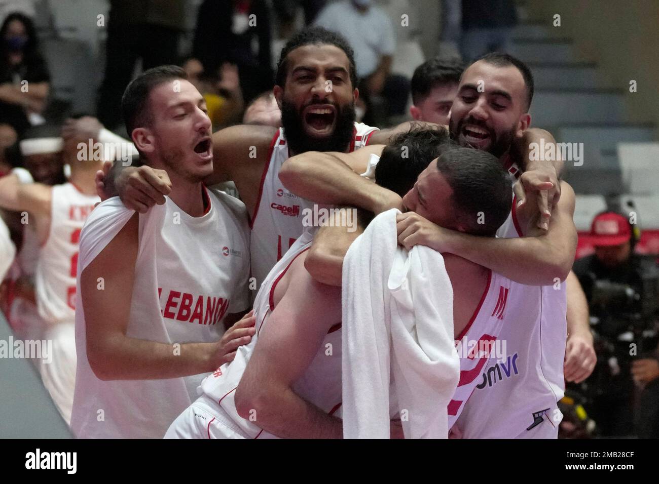Team Lebanon celebrates after defeating China in their quarter final ...