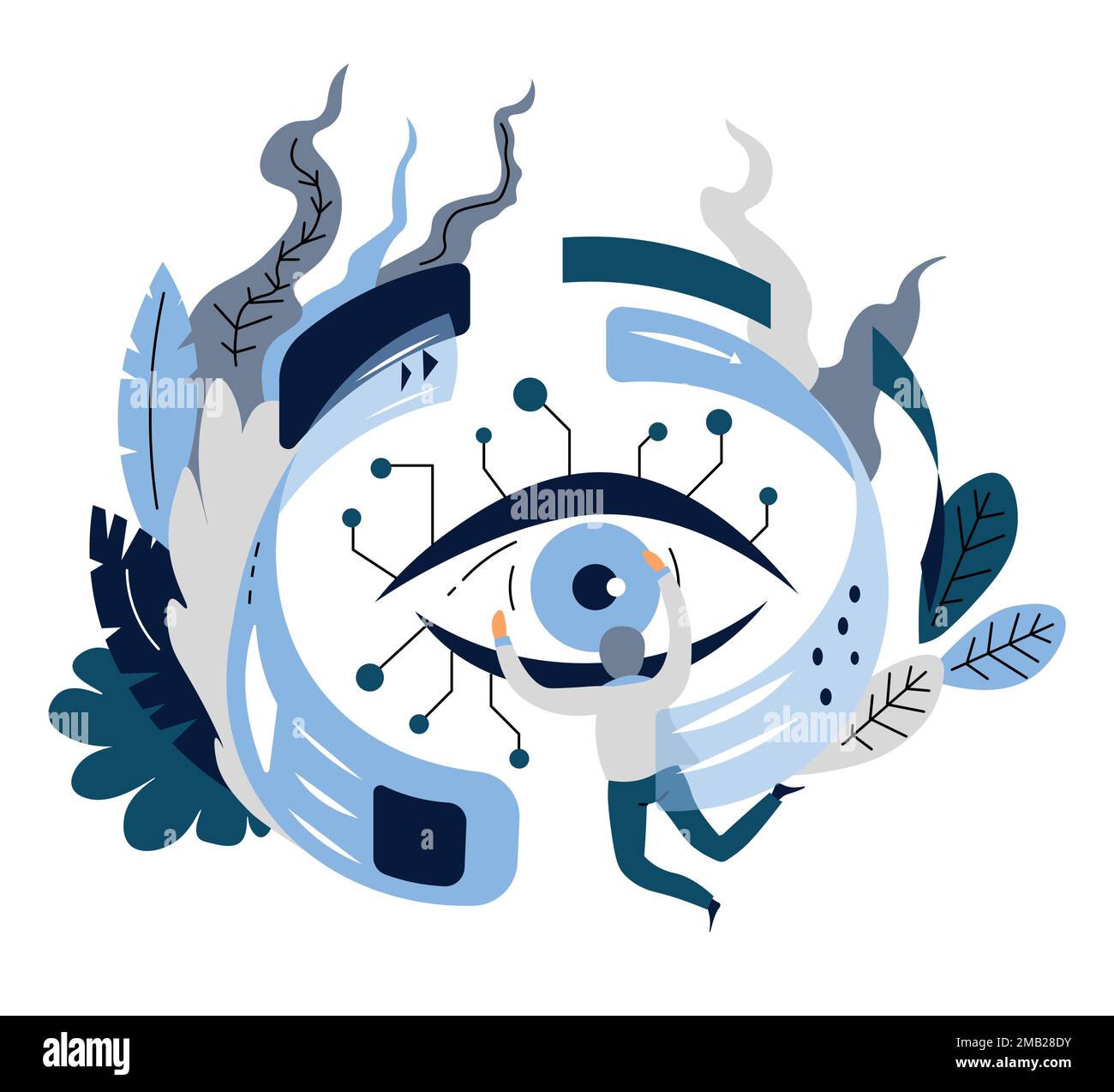 Digital or cyber technology eye and open web pages artificial ...