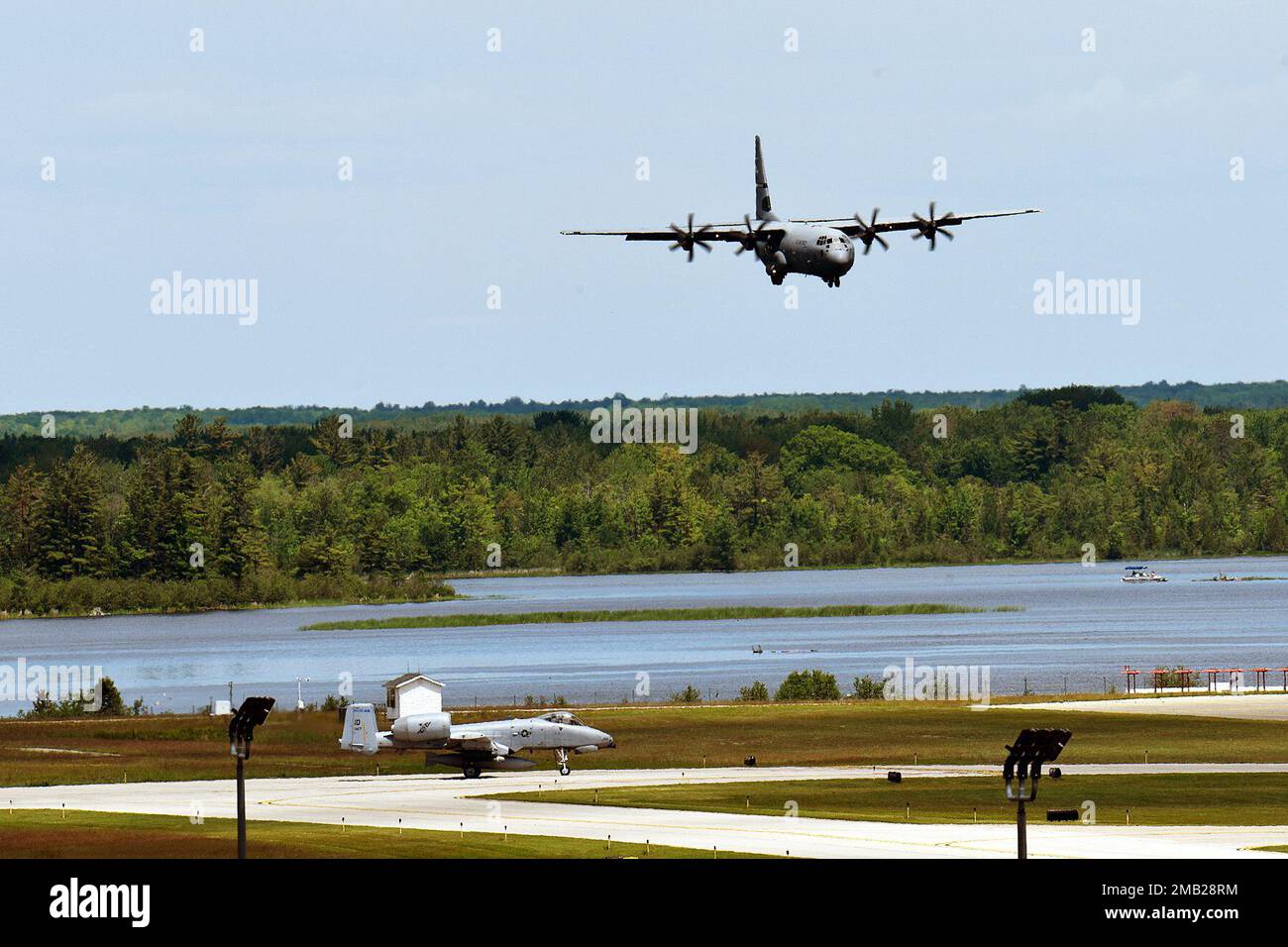U.S. Air Force C-130 Hercules aircraft from the 130th Airlift Wing ...