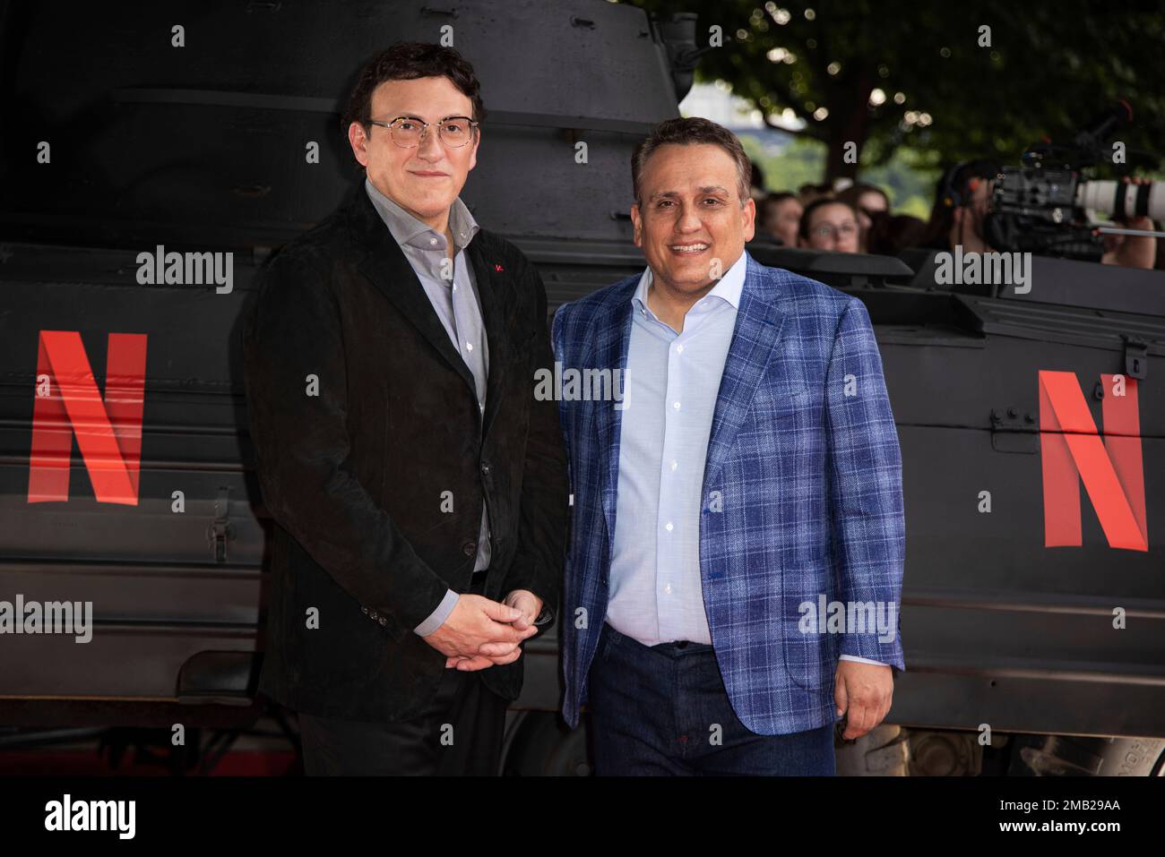 Directors Anthony Russo, left, and Joe Russo poses for photographers upon arrival at the ...