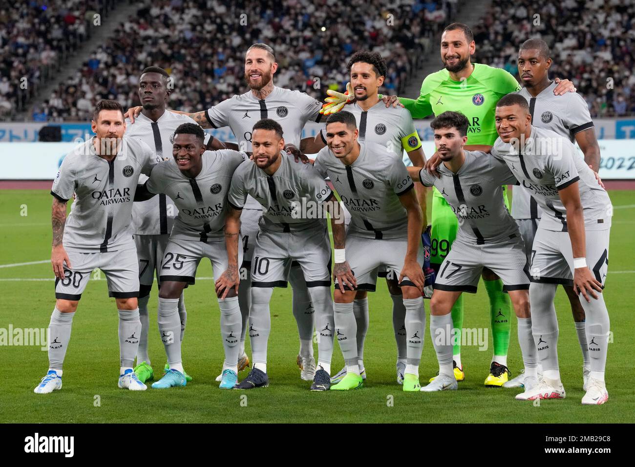 Paris Saint-Germain pose for team photo ahead of a friendly soccer ...