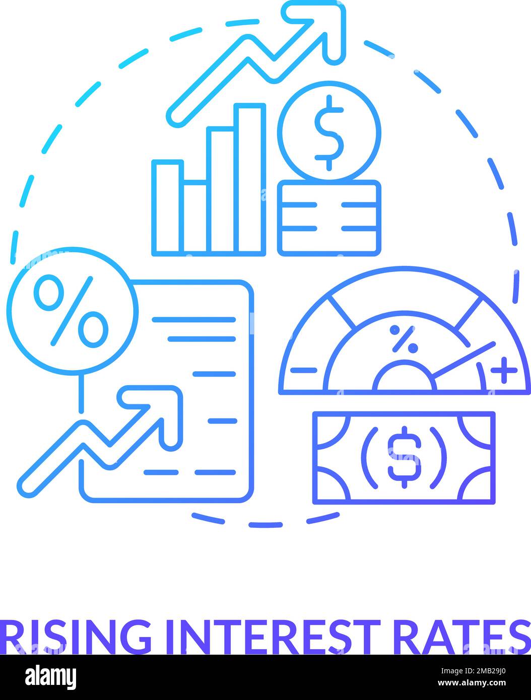 Rising interest rates blue gradient concept icon Stock Vector Image ...