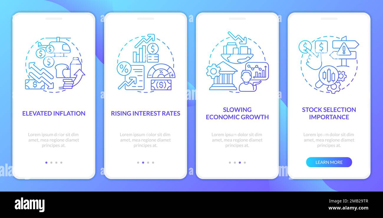 Stock market trends blue gradient onboarding mobile app screen Stock ...