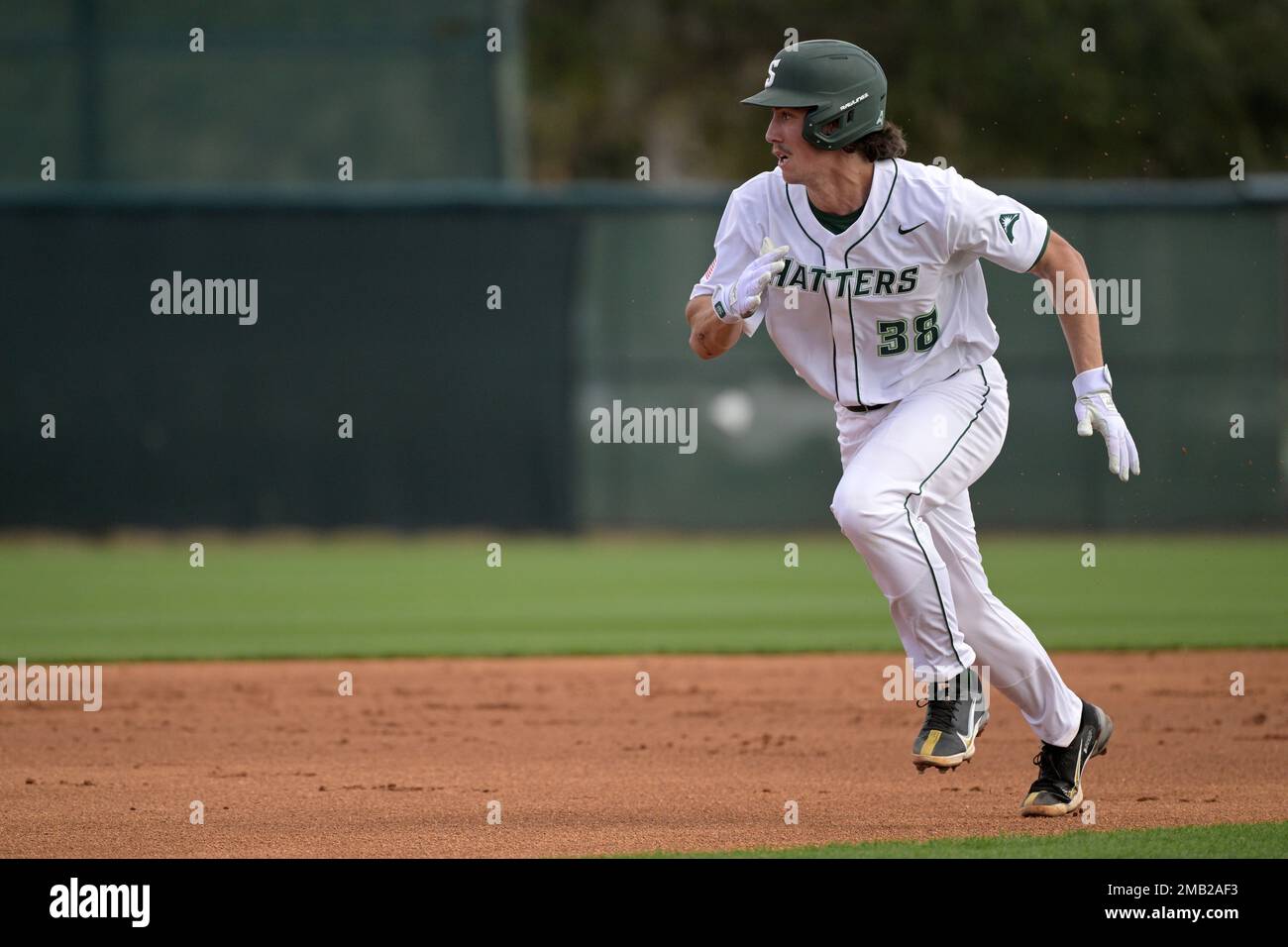 Stetson's Yohann Dessureault (38) runs to third base during an NCAA baseball game against ...