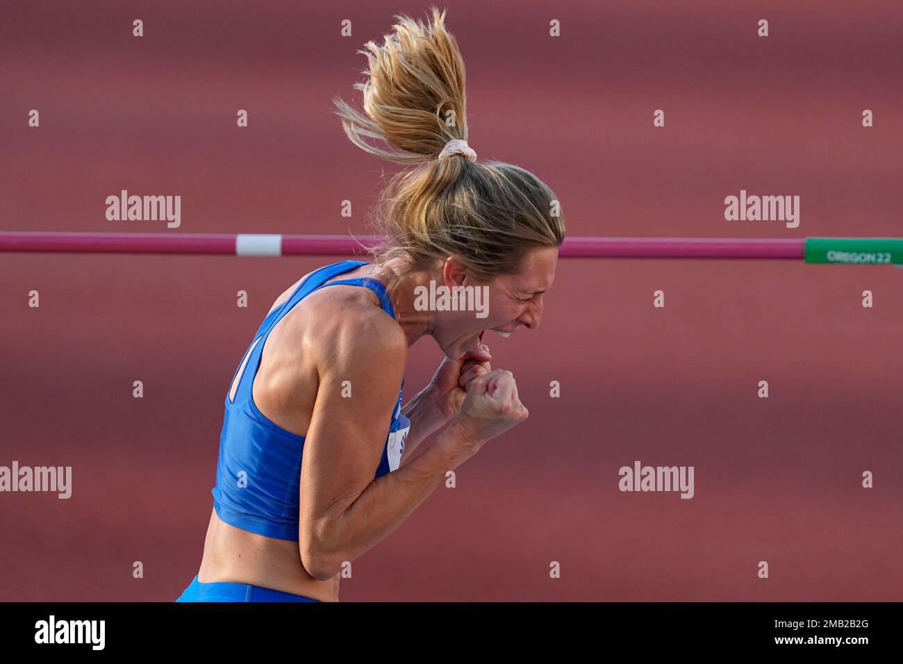 Elena Vallortigara, of Italy, competes during the women's high jump ...