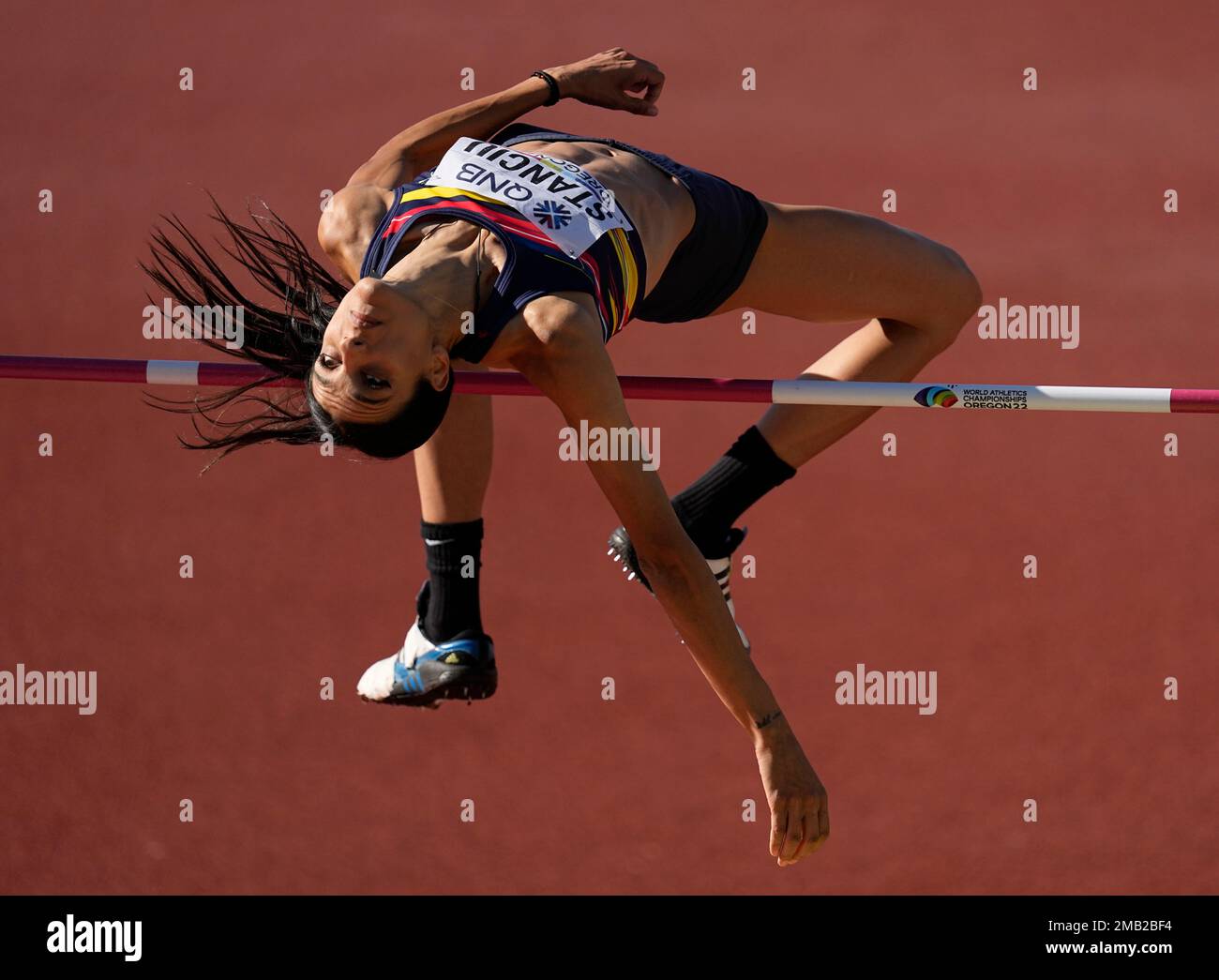 Daniela Stanciu, of Romania, competes during the women's high jump ...