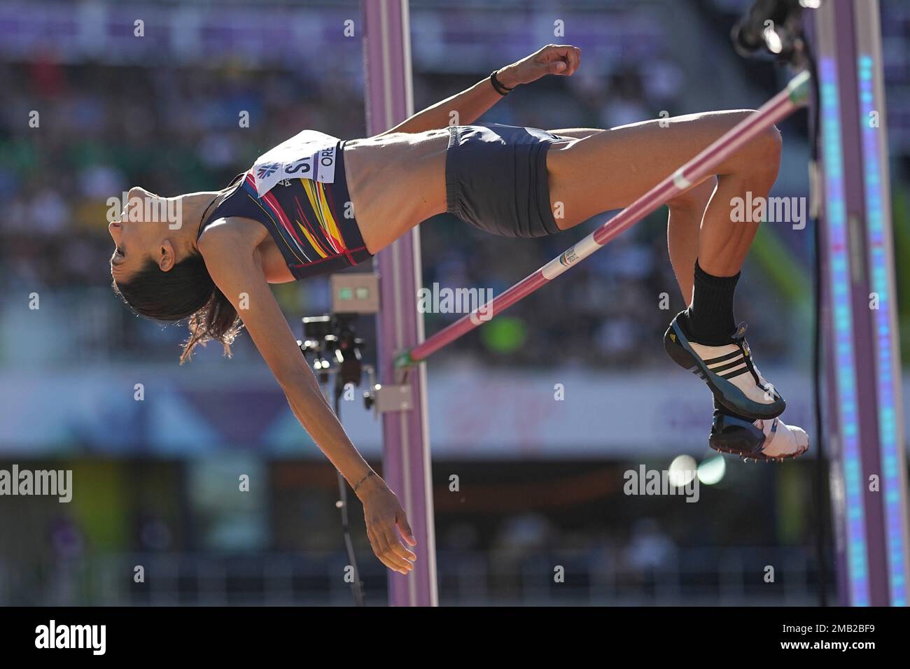 Daniela Stanciu, of Romania, competes during the women's high jump ...