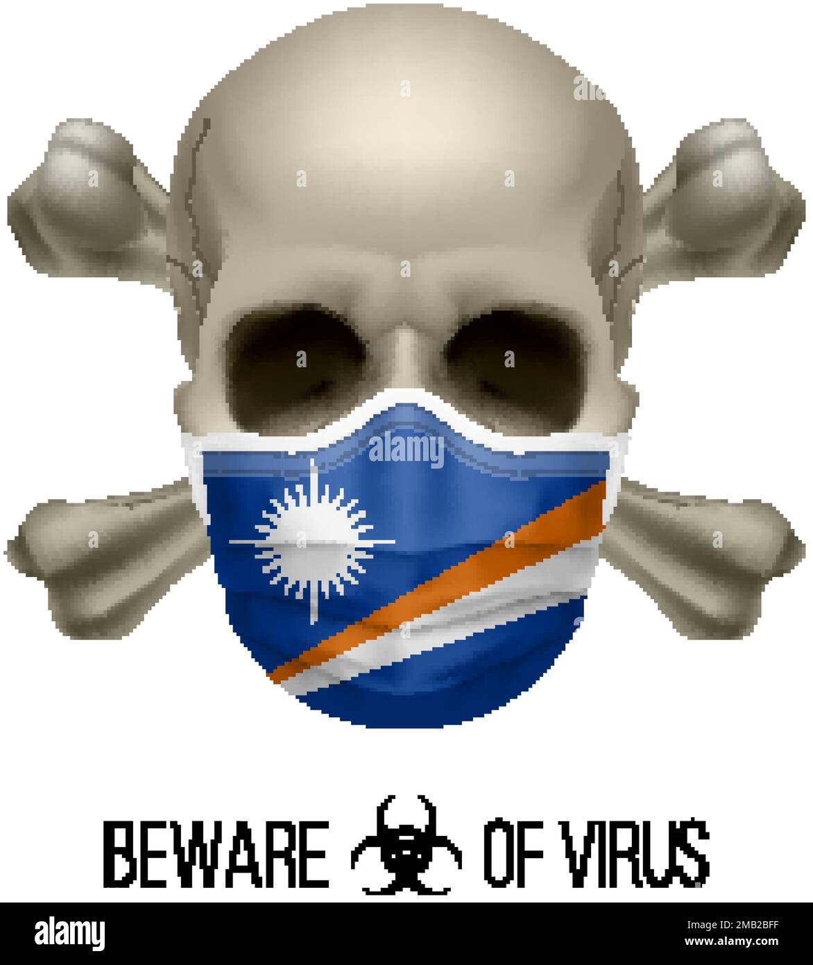 Human Skull with Crossbones and Surgical Mask in the Color of National ...