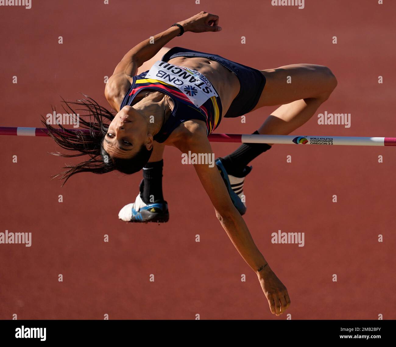Daniela Stanciu, of Romania, competes during the women's high jump ...