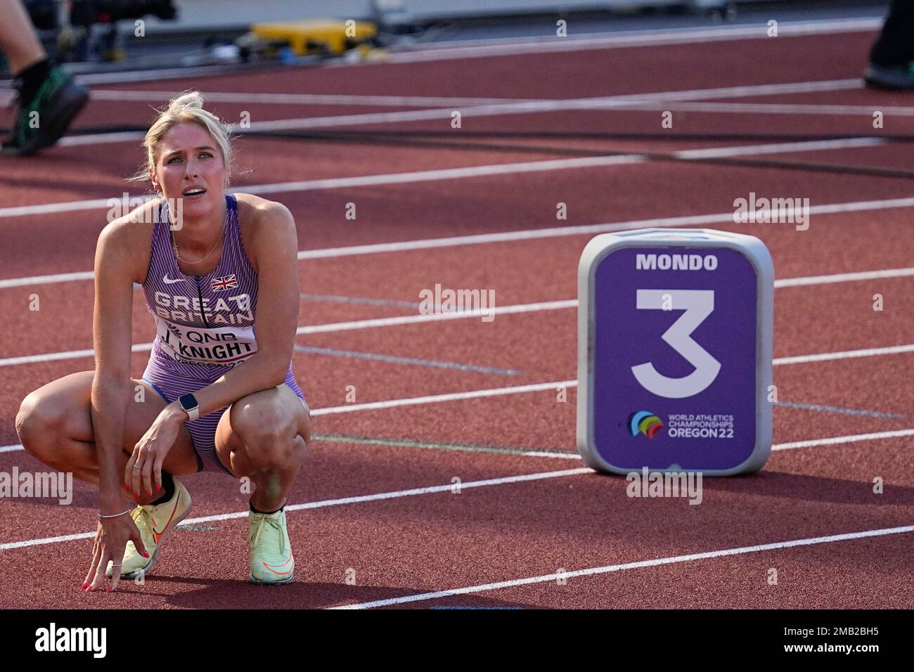 Jessie Knight, of Britain, competes in a heat during the women's 400 ...