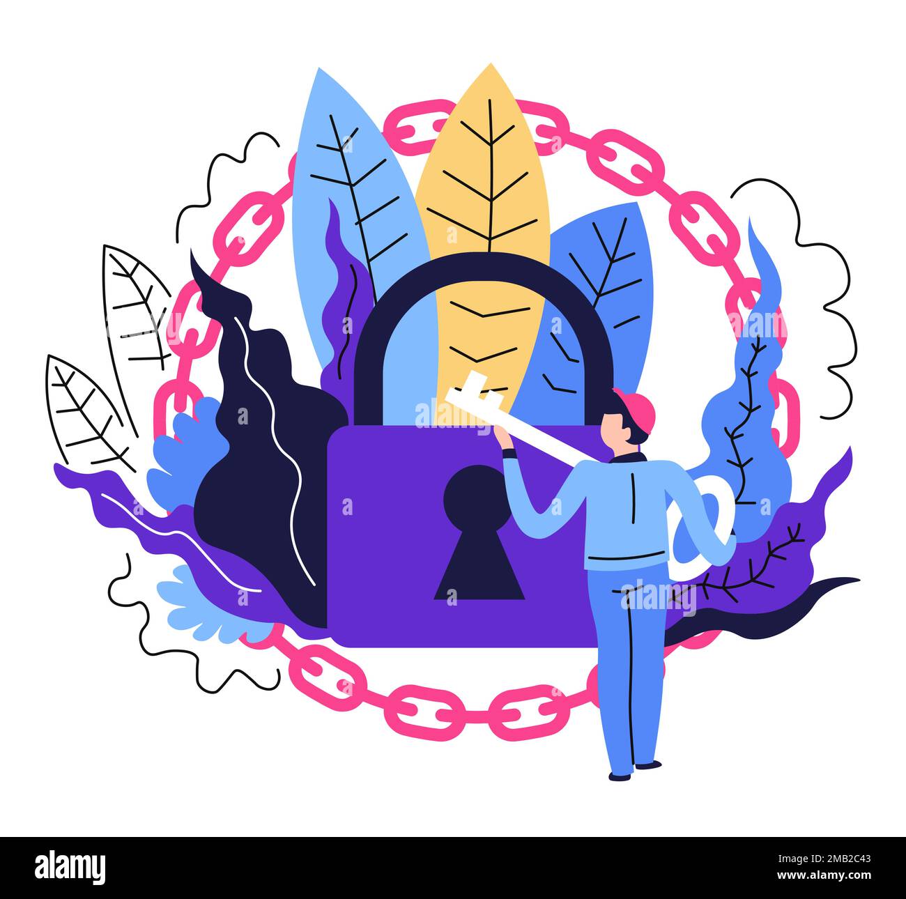 Device protection security system and safety lock and key with chain ...