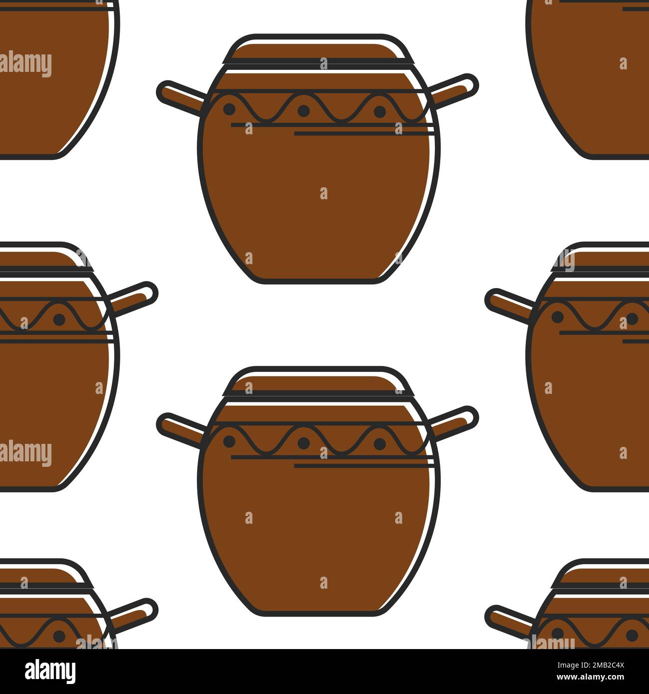 Clay saucepan with ornament Korean pottery seamless pattern vector ...