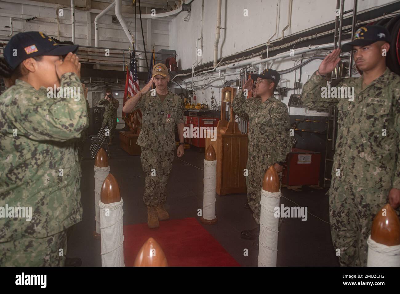 220610-N-XB010-1013 SASEBO, Japan (June 6, 2022) Captain Greg Baker departs the Amphibious ...