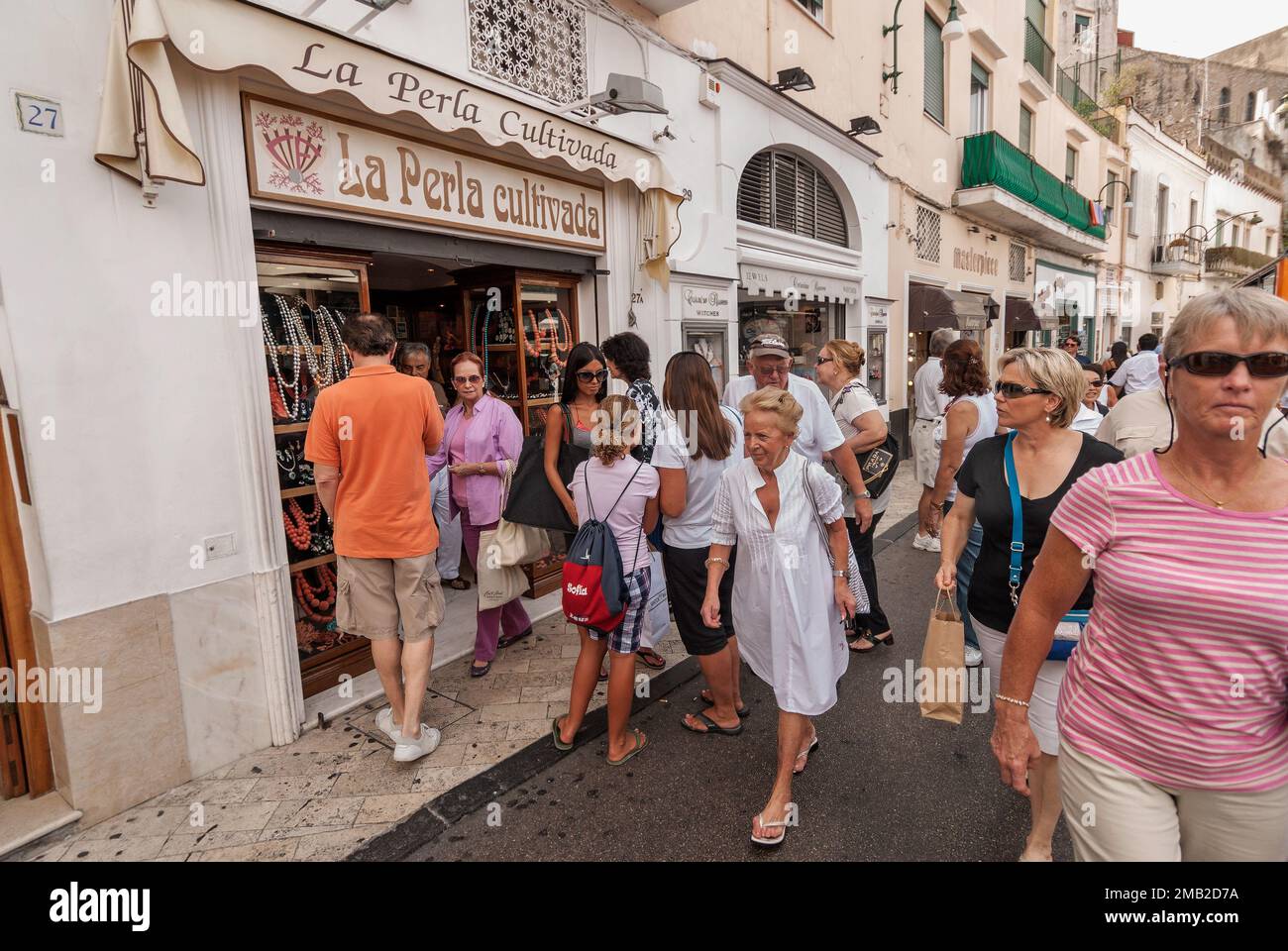 People walking in the island of Capri, in Campania, Italy, Europe Stock ...