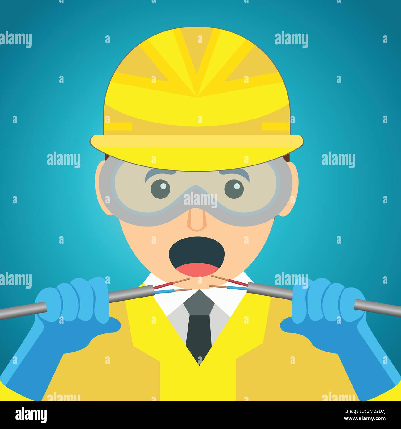 Man holding a broken, electrical cable, electrician concept Stock ...