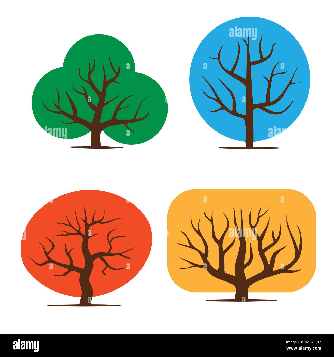 Abstract colour tree silhouettes set Stock Vector Image & Art - Alamy