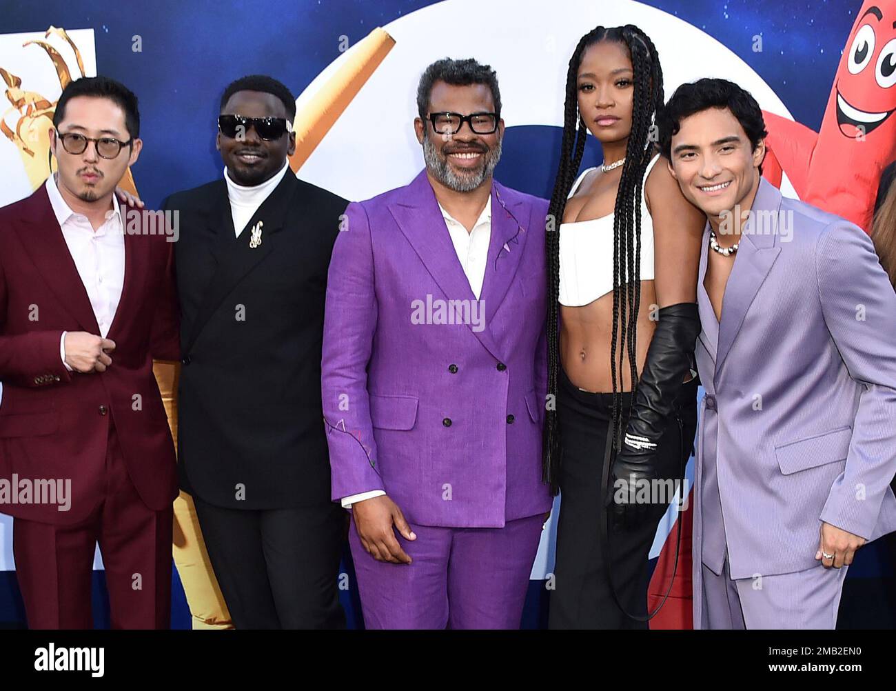 From left, Steven Yeun, Daniel Kaluuya, Jordan Peele, Keke Palmer and ...