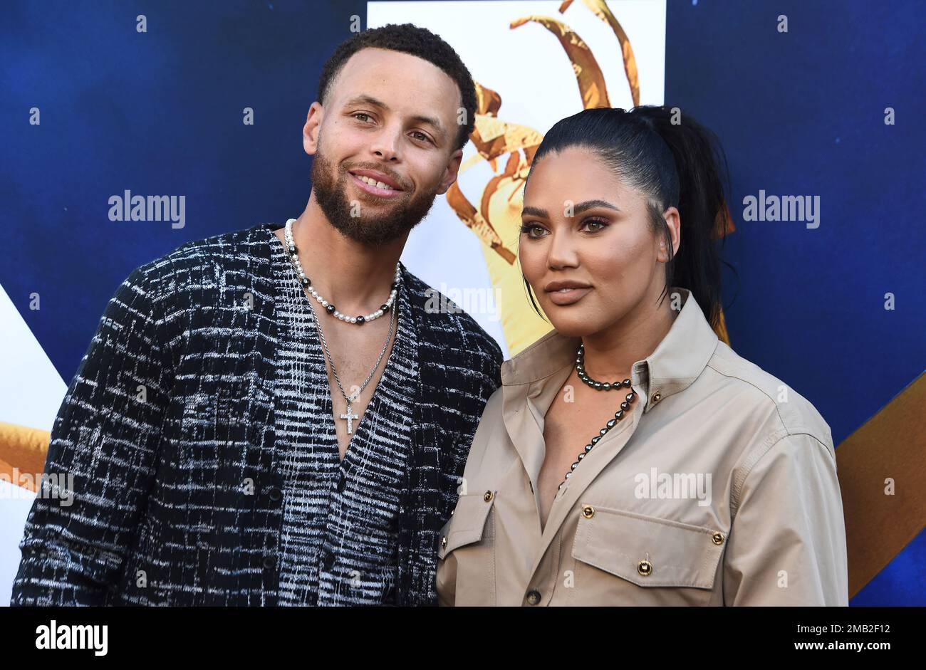 Stephen Curry, left, and Ayesha Curry arrive at the Los Angeles ...