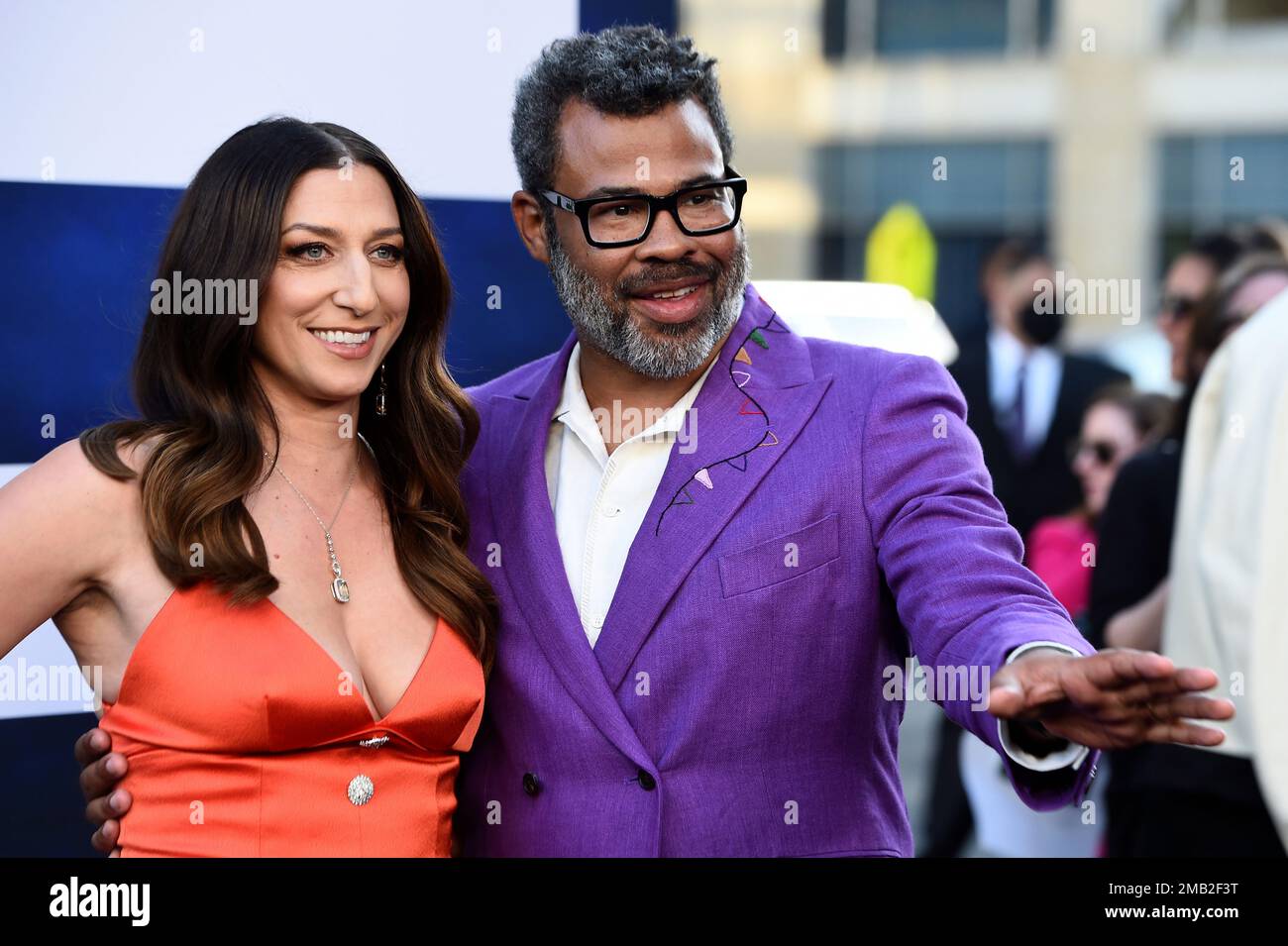 Writer/director Jordan Peele, right, and his wife, Chelsea Peretti ...