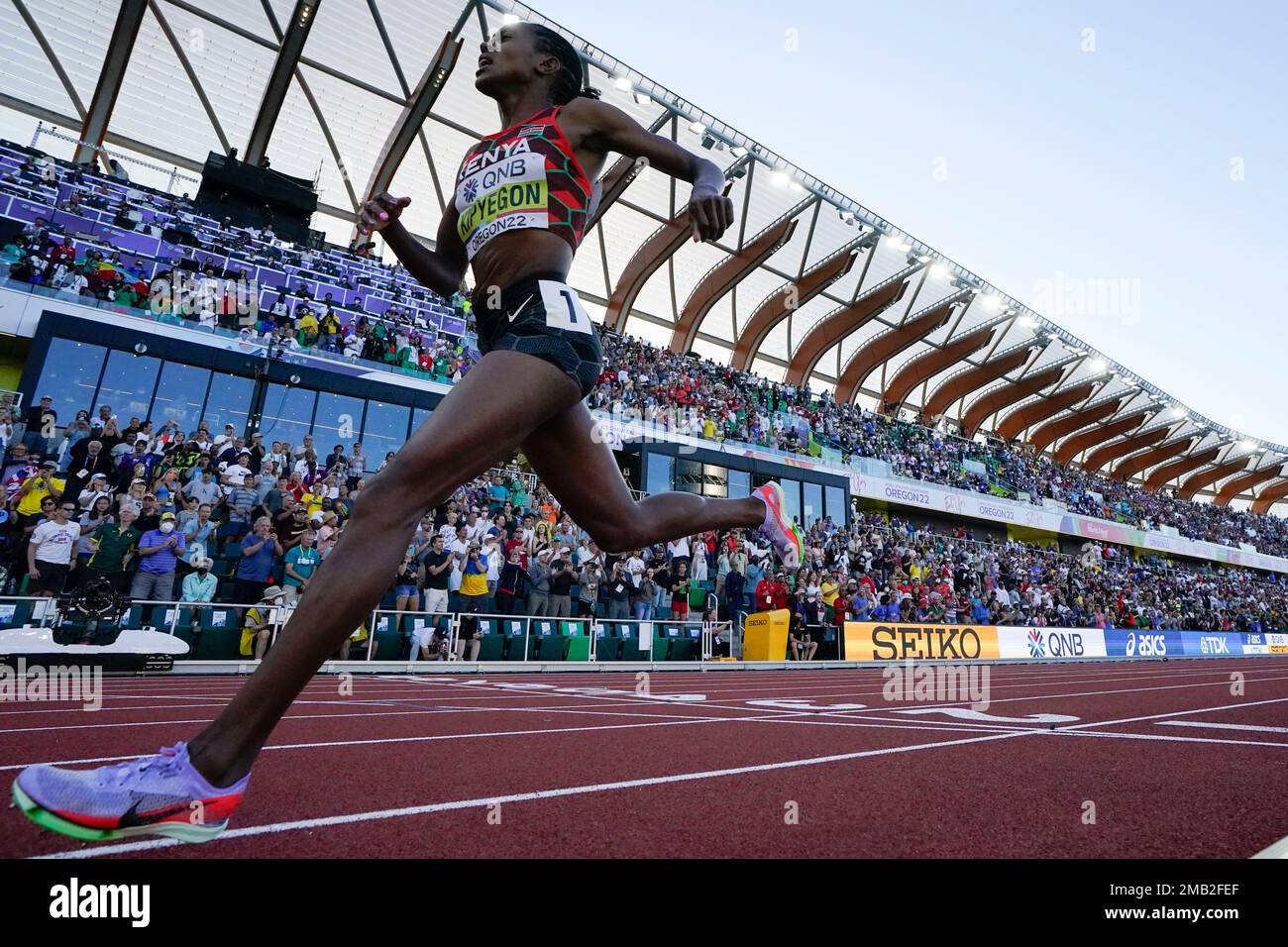 Faith Kipyegon, of Kenya, wins the women's 1500-meter run final at the ...