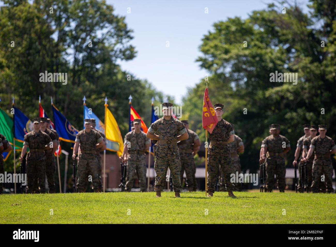 U.S. Marines with The Basic School stand in formation during the ...