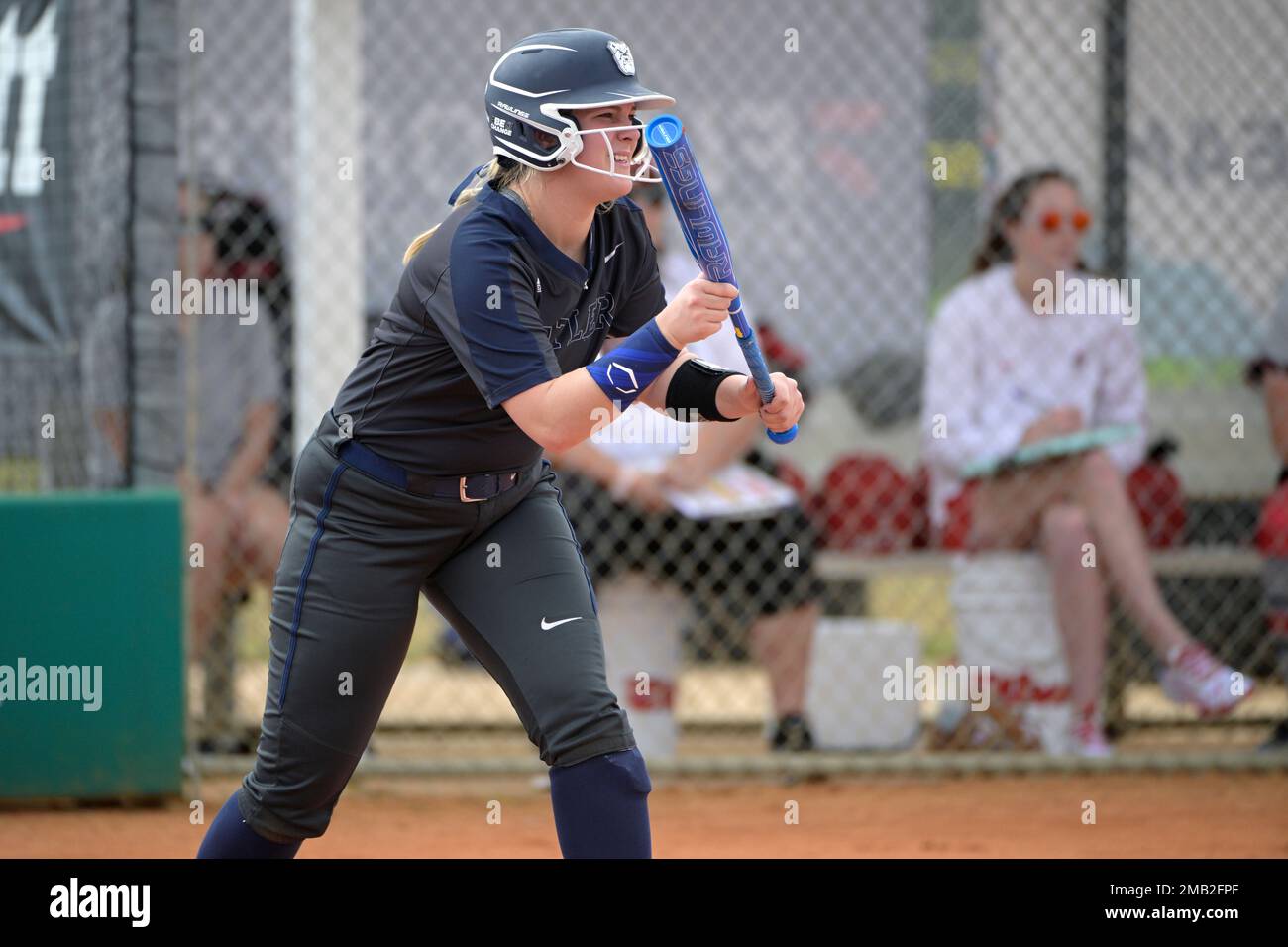 Butler's Maddie Moore bats during an NCAA softball game against Ohio ...