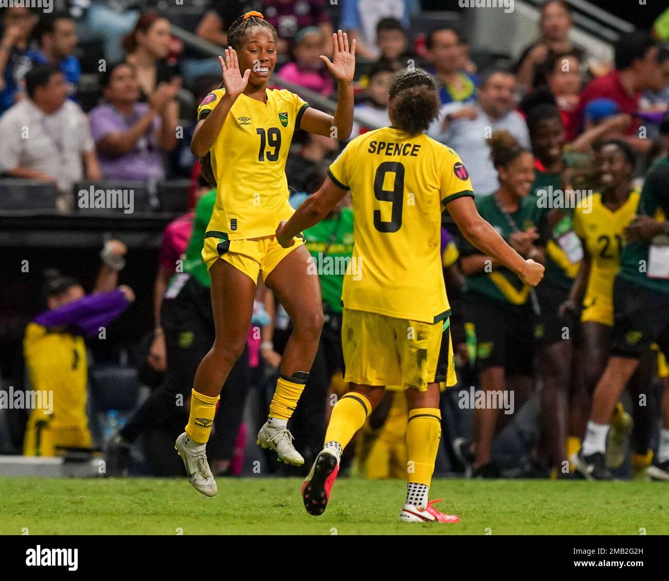 Jamaica's players celebrate after defeating Costa Rica 1-0 in extra ...