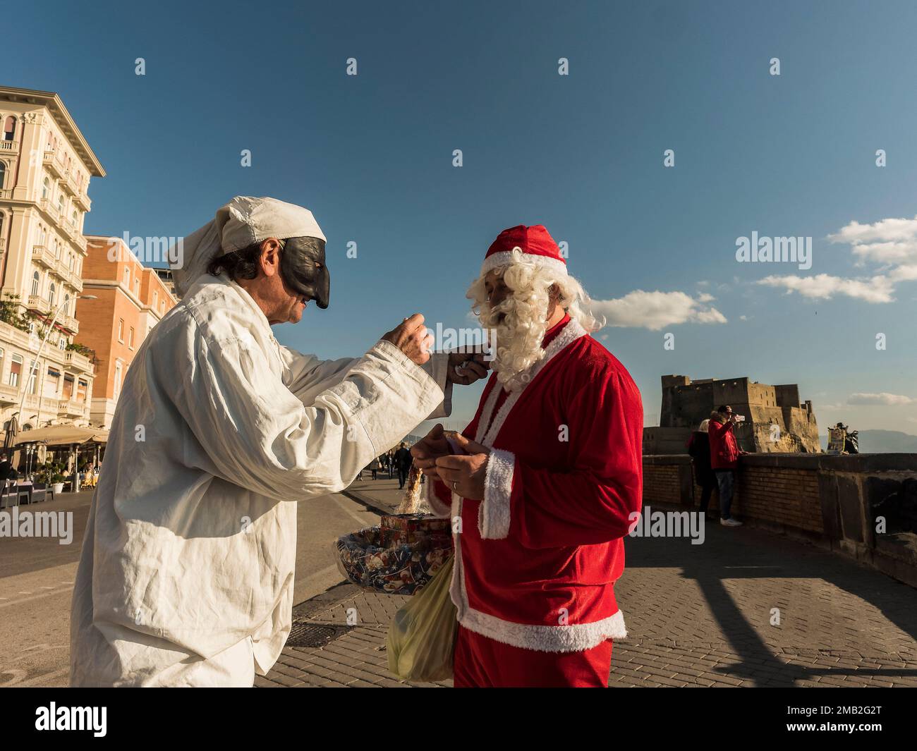 Italy, Naples: Santa Klaus meets Pulcinella, the traditional neapolitan ...
