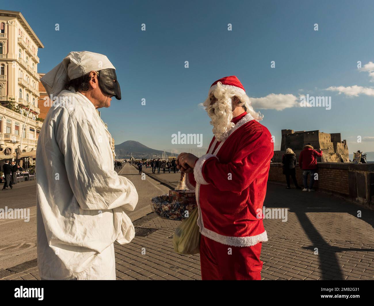 Italy, Naples: Santa Klaus meets Pulcinella, the traditional neapolitan ...
