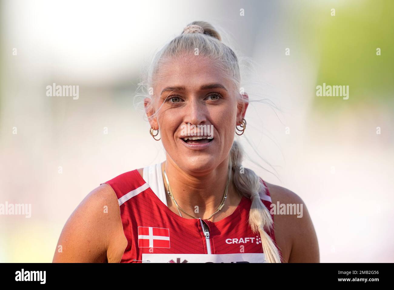 Ida Karstoft, of Denmark, competes in a heat in the women's 200-meter ...