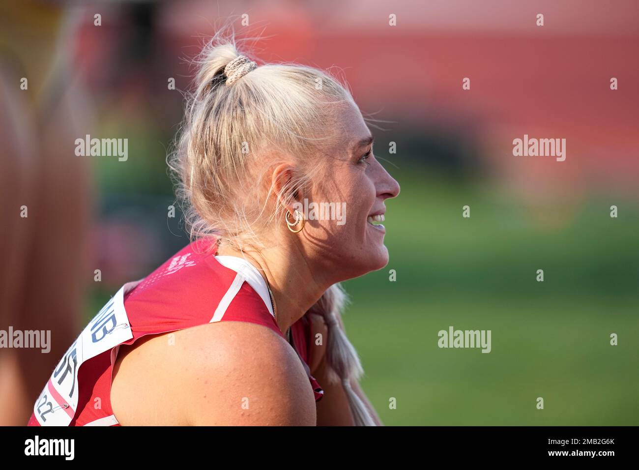 Ida Karstoft, of Denmark, competes in a heat in the women's 200-meter ...