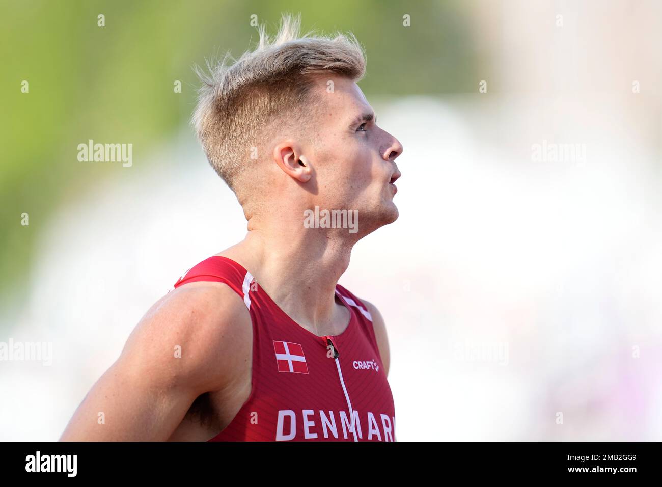 Simon Hansen, of Denmark, a heat in the men's 200-meter run at the ...