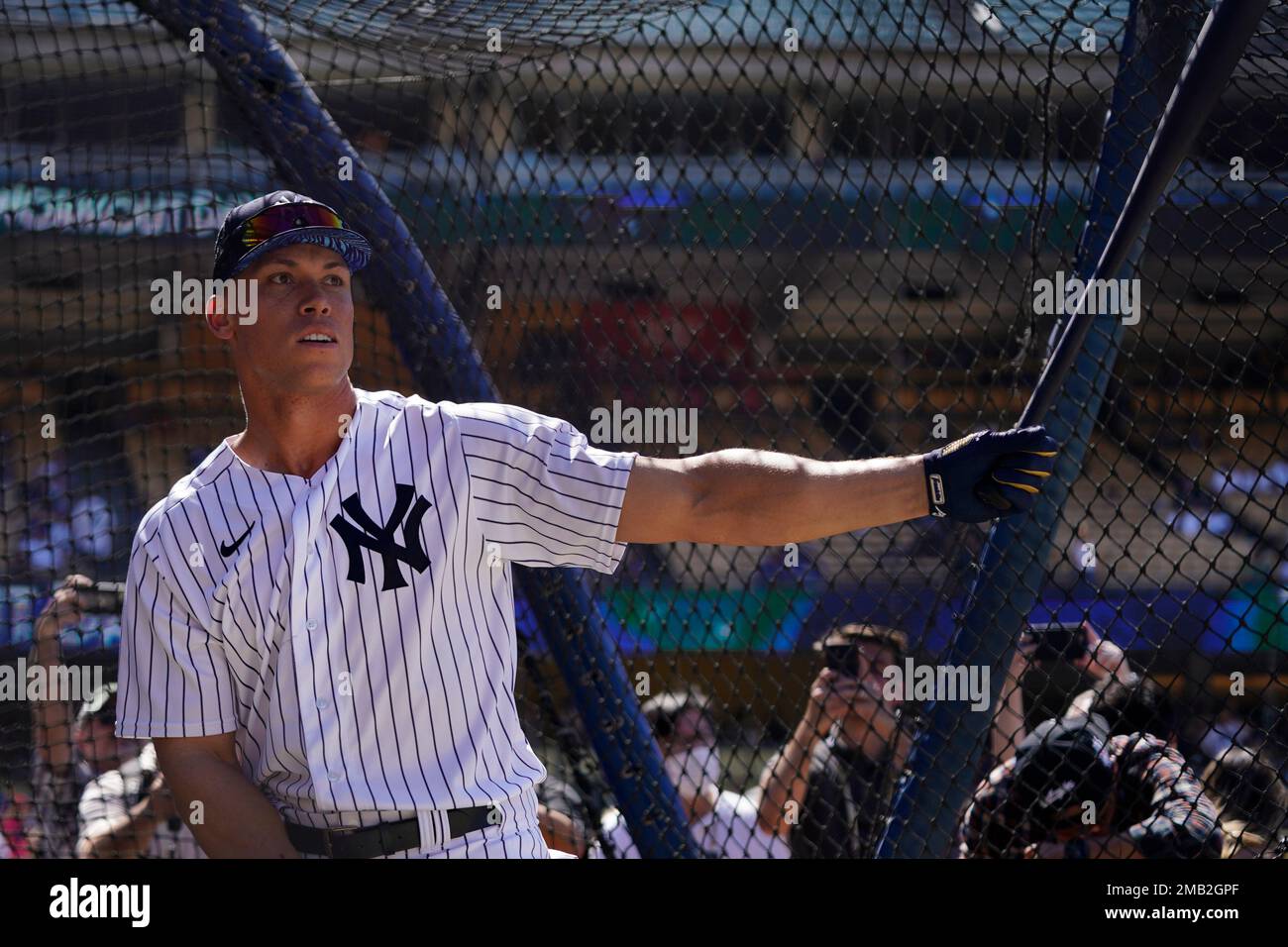 Aaron Judge takes batting practice a day before the 2022 MLB All-Star ...