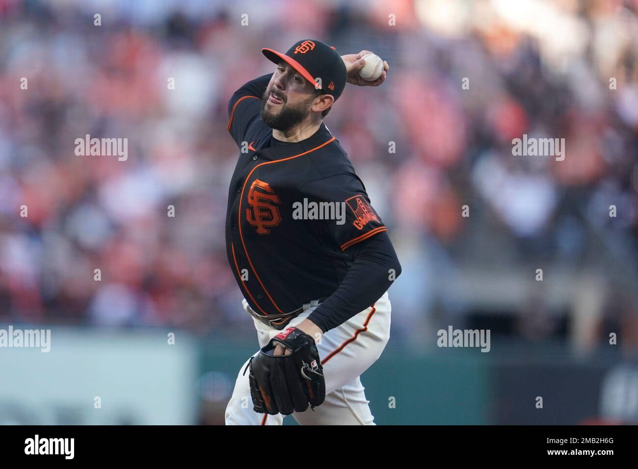 San Francisco Giants' Dominic Leone during a baseball game against the ...